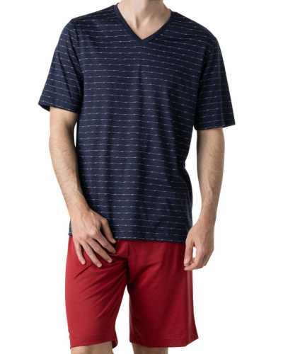 Pyjama court 100% coton Eminence Mercerisé (Marine print cordage)