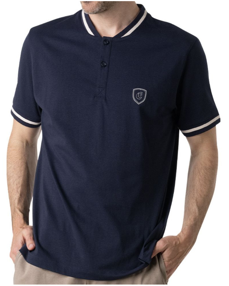 Pyjama court en Jersey 100% Coton Eminence (Marine)